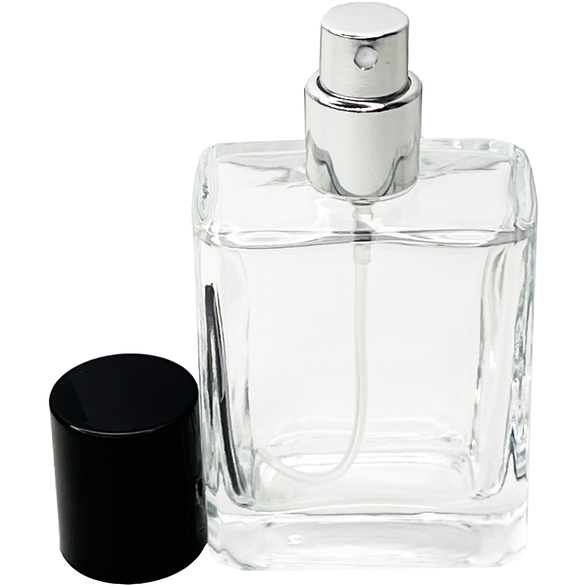 50ml 1.7oz Empty Glass Perfume Square Spray Bottle Metal Atomizer Blac