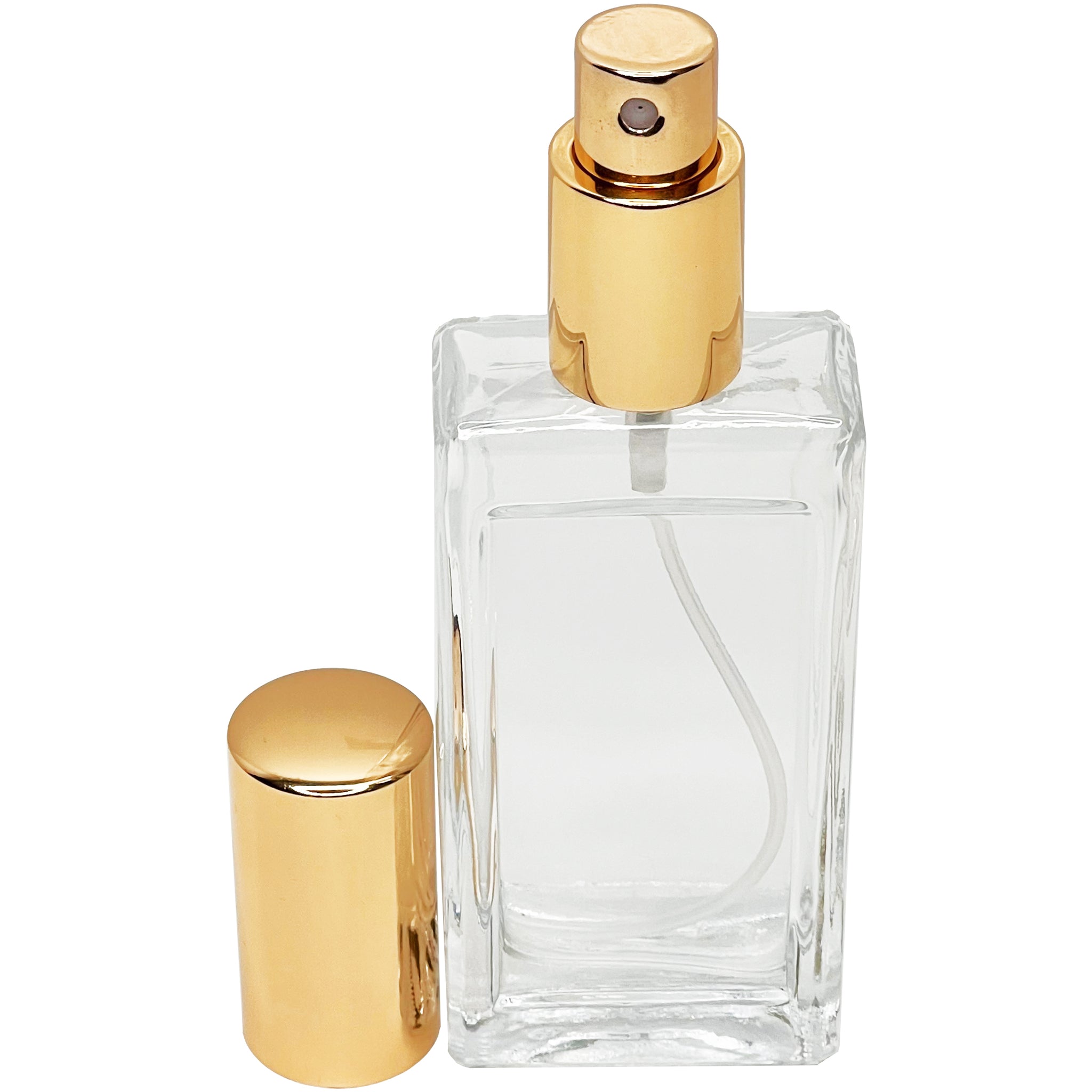 50ml 1.7oz thick glass rectangle perfume bottles 18mm gold sprayers