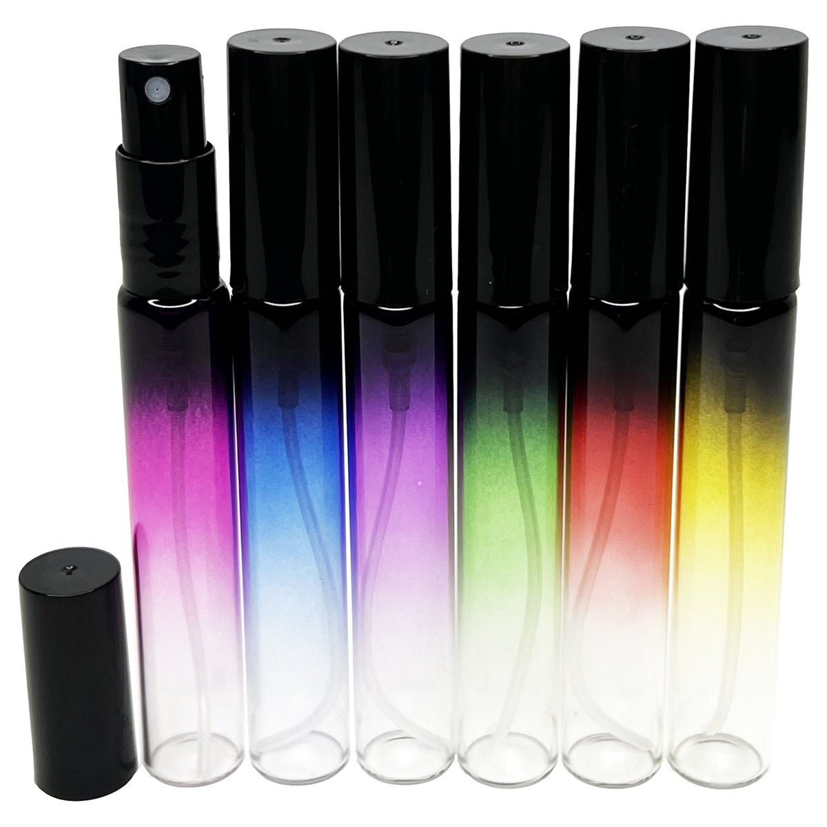 8ml 6 colors gradient black glass spray bottles