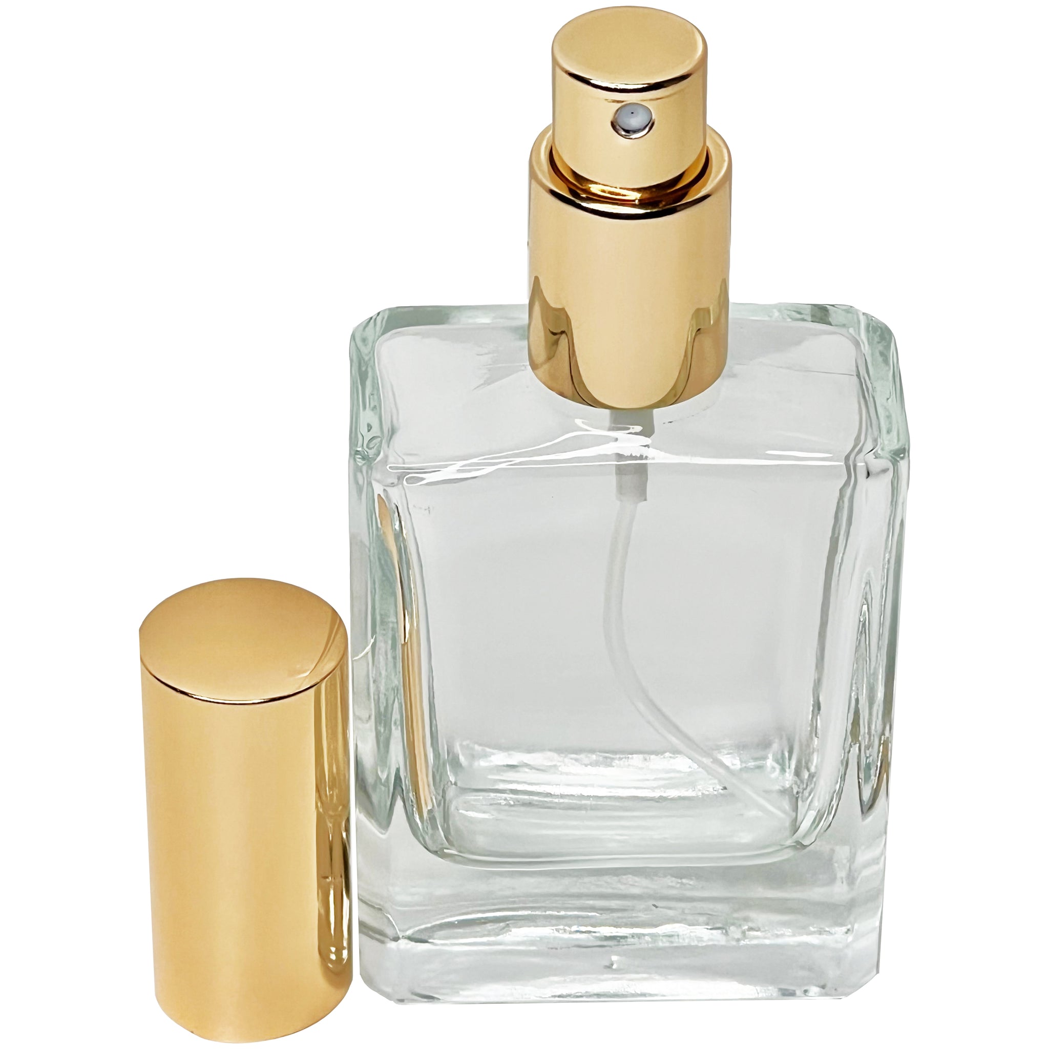 50ml 1.7oz heavy square spray bottle 18mm gold sprayers