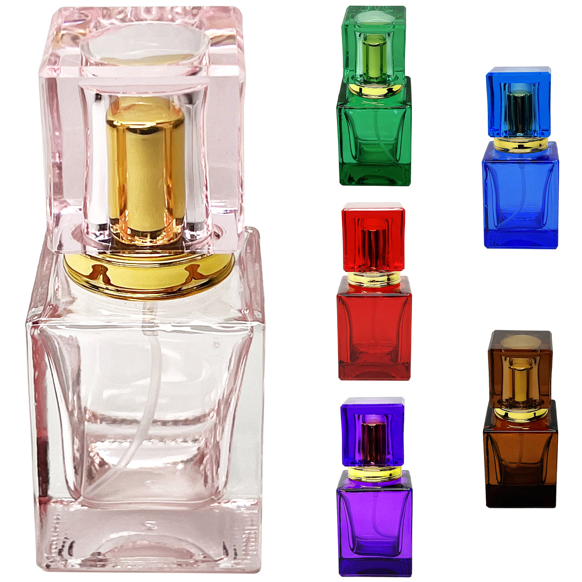 30ml 1oz colored glass cube perfume spray bottles