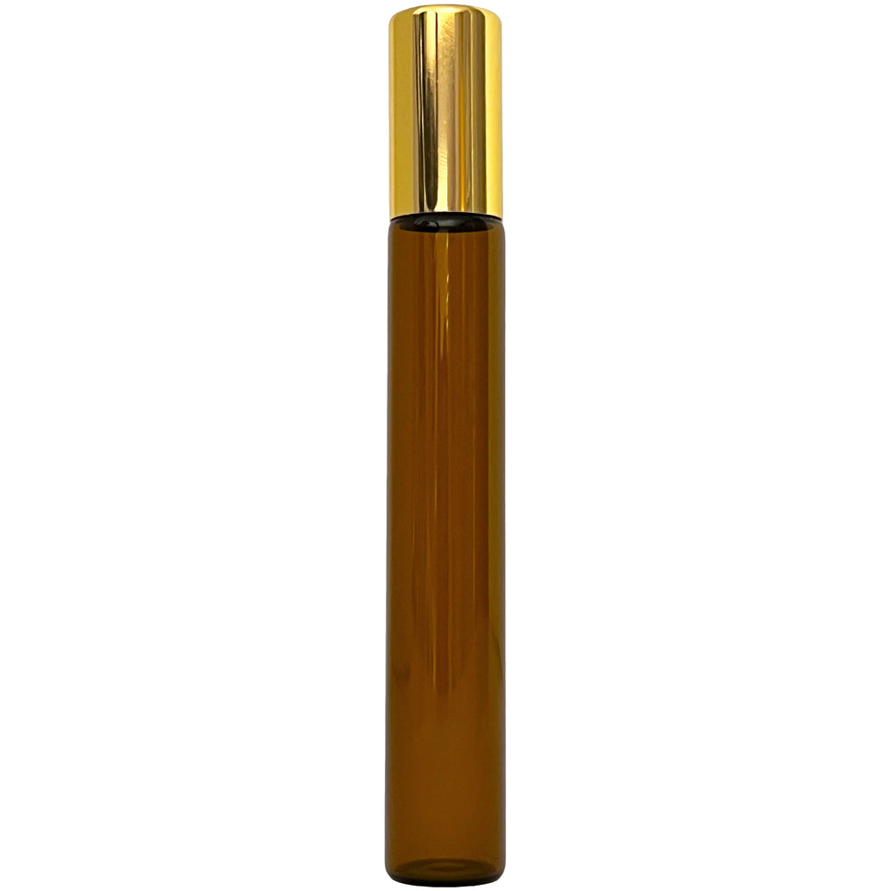 10ml 0.33oz Amber Gold Tall Glass Roll On Roller Bottle Perfume Essent