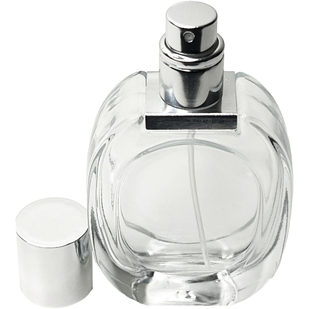 30ml 1oz Glass Perfume Oval Spray Bottles Silver Atomizer