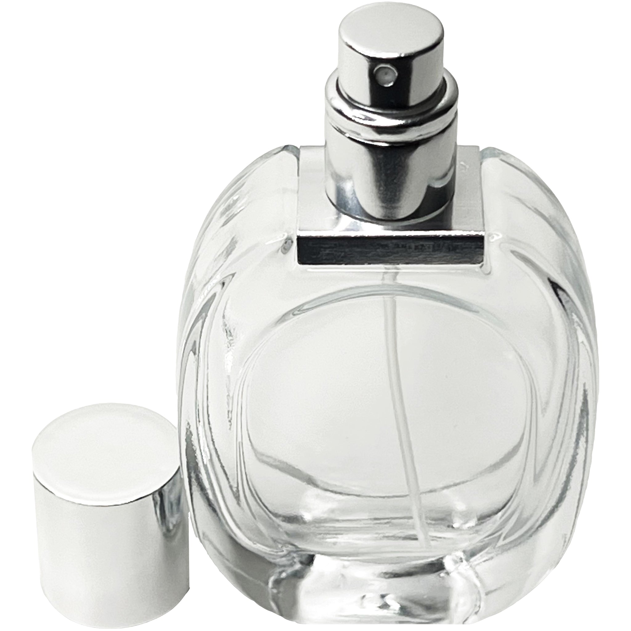 30ml 1oz Glass Perfume Oval Spray Bottles Silver Atomizer