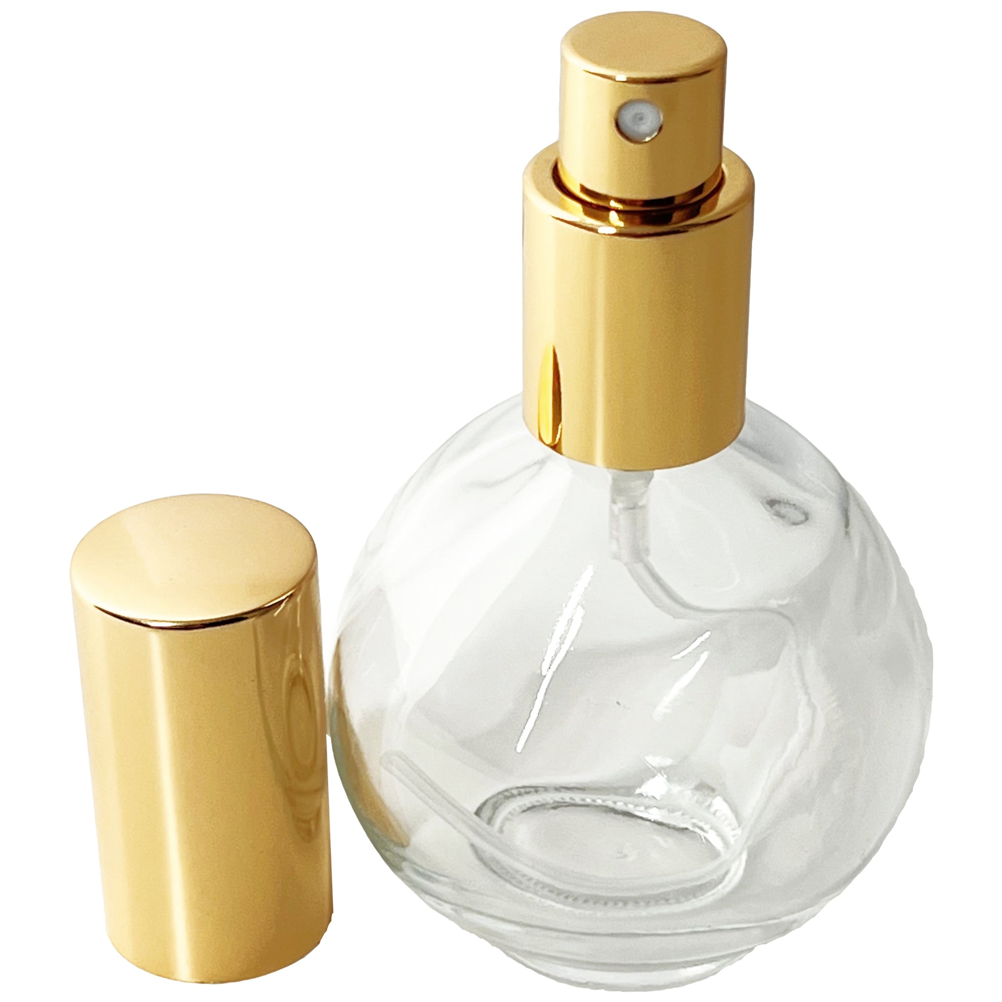 75ml 2.5oz Perfume Sphere Glass Spray Bottles Gold Atomizers